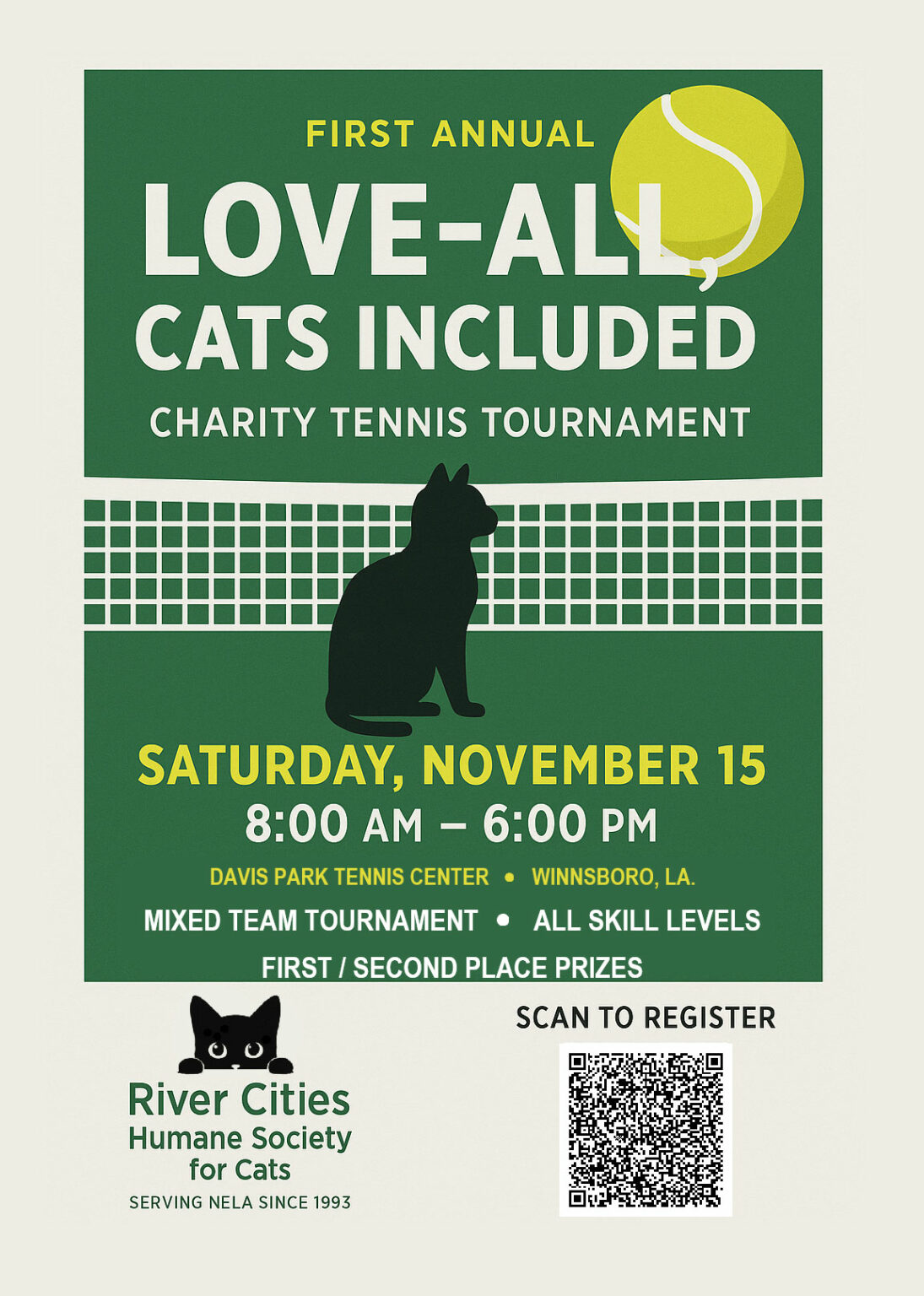 LOVE-ALL. CATS INCLUDED CHARITY TENNIS TOURNAMENT – River Cities Cats